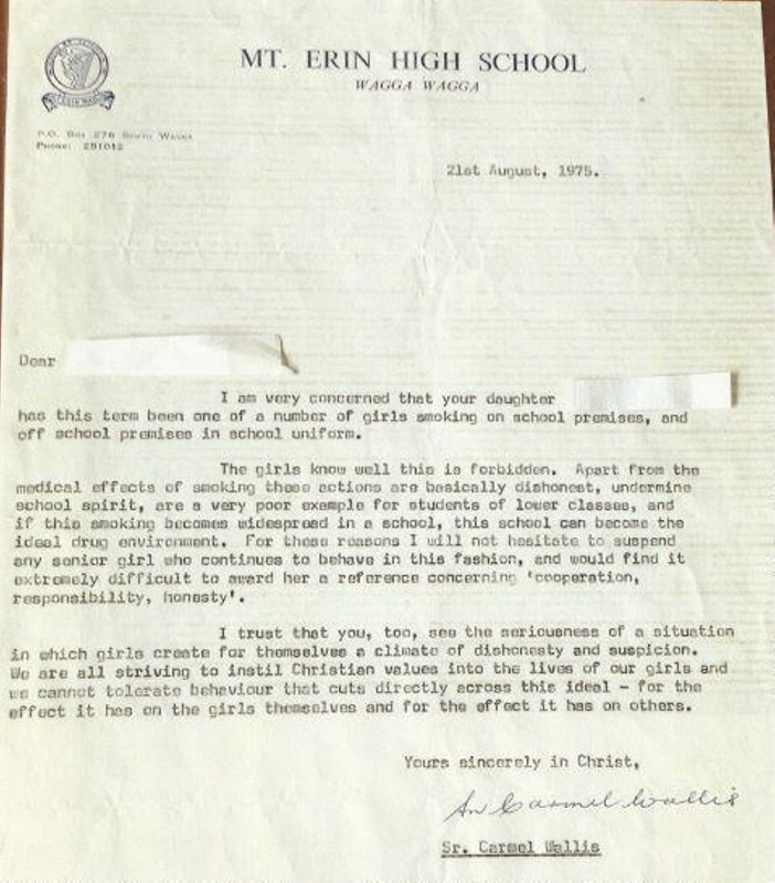 1975 Letter from Principal; 2023.413 | eHive