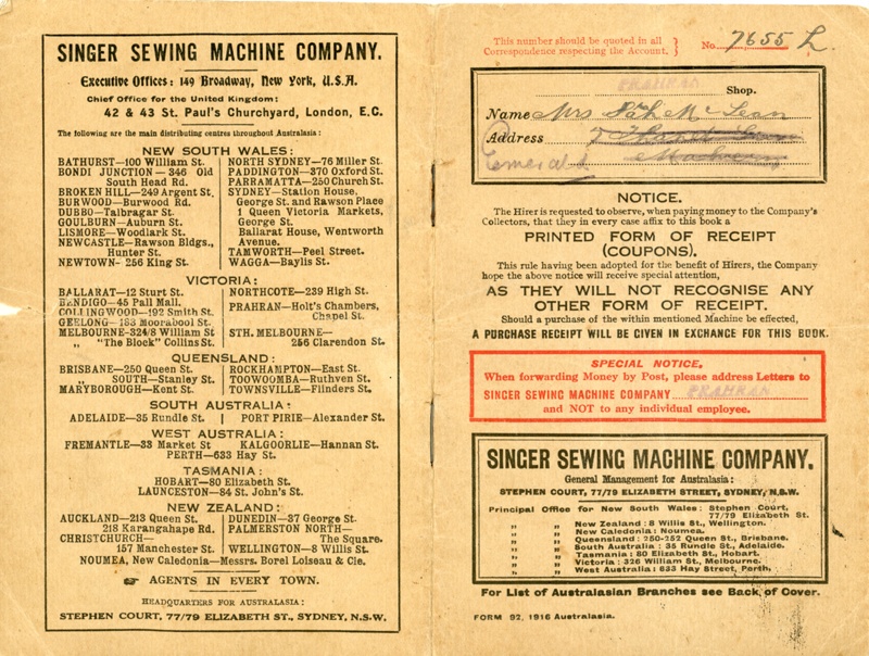 Domestic object; Singer sewing Machine Company; 1917; VEMU2026 | eHive