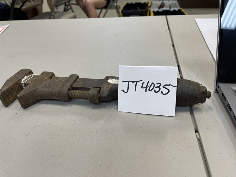 4961 written metal monkey wrench. 12 inch wrench 4 inch handle, broken ...