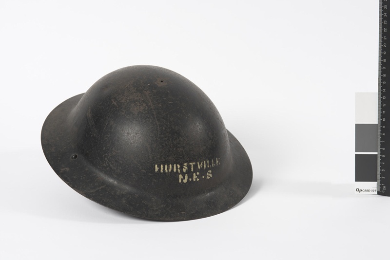 National Emergency Services (NES) steel helmet; c.1940 - 1945; 1980.285 ...