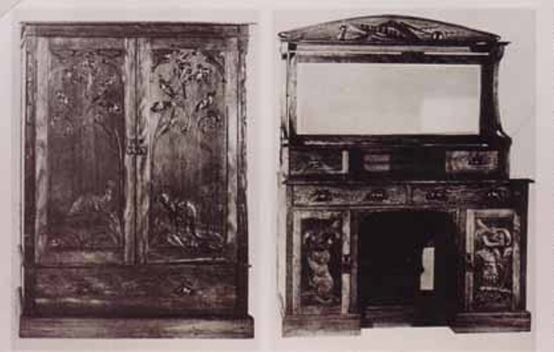 Robert Prenzel wood carvings: gentleman's wardrobe and dressing table ...