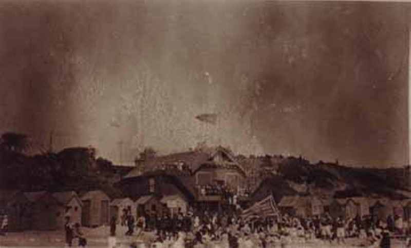 Sandringham Life Saving Club and bathing boxes; c. 1929; P1405 | eHive