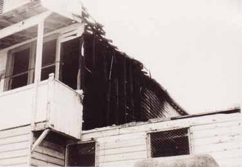 Fire damage at Sandringham Life Saving Club; 1964; P1418 | eHive