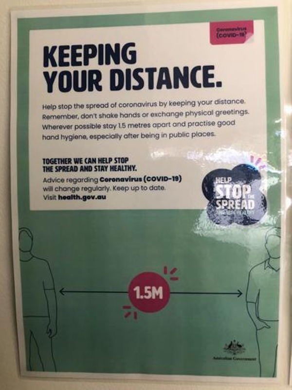 Poster encouraging social distancing; Choat, Liz; 2021 Mar. 15; PD3270 ...