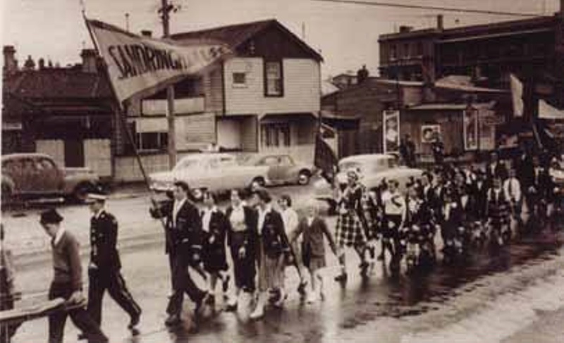 Sandringham Life Saving Club banner being carried at civic week parade ...