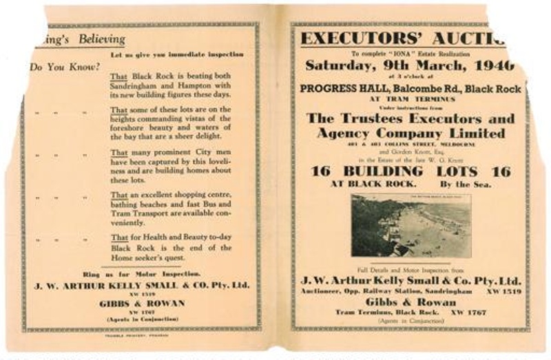 Executors Auction brochure for 16 lots in Black Rock; 1940; D0120 | eHive
