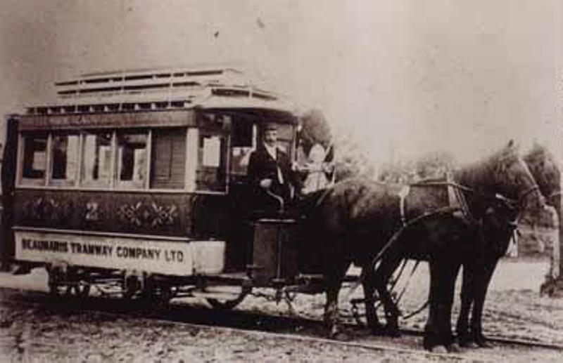 Small horse-drawn tram operated by Beaumaris Tramway Company between ...