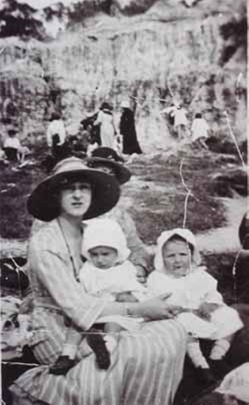 Mrs Munro and children on Sandringham beach.; c. 1920; P1420 | eHive