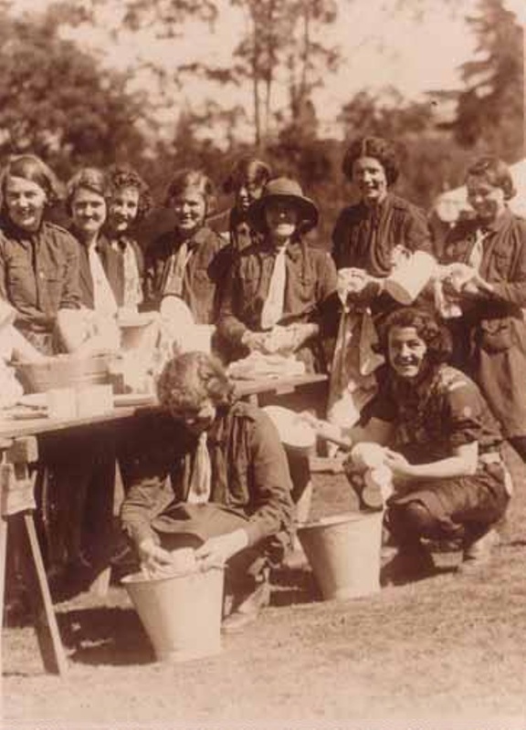 1st Hampton Girl Guides with leader, Eileen Jackson; 1926; P0135 | eHive