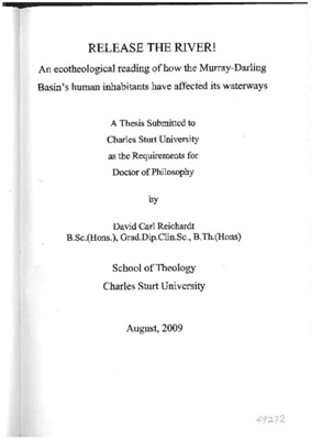 Release the river! an ecotheological reading of how the Murray-Darling ...