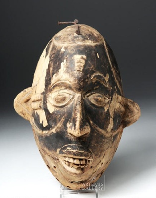 Mid-20th C. African Igbo Wood Mask - Okoroshi Ojo Style; IGBO peoples ...
