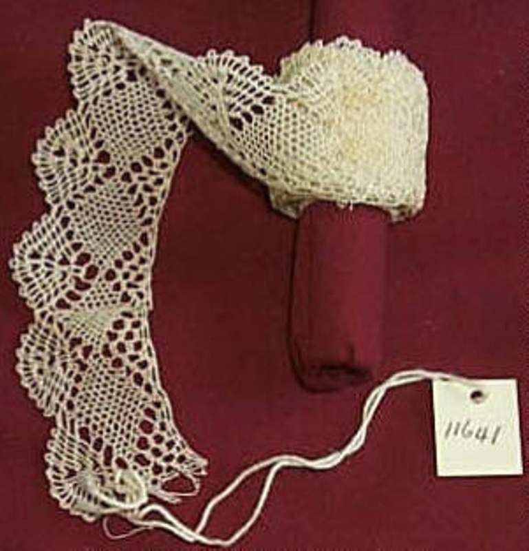 Lace, cream Crochet edging (possibly machine), diamond pattern with ...