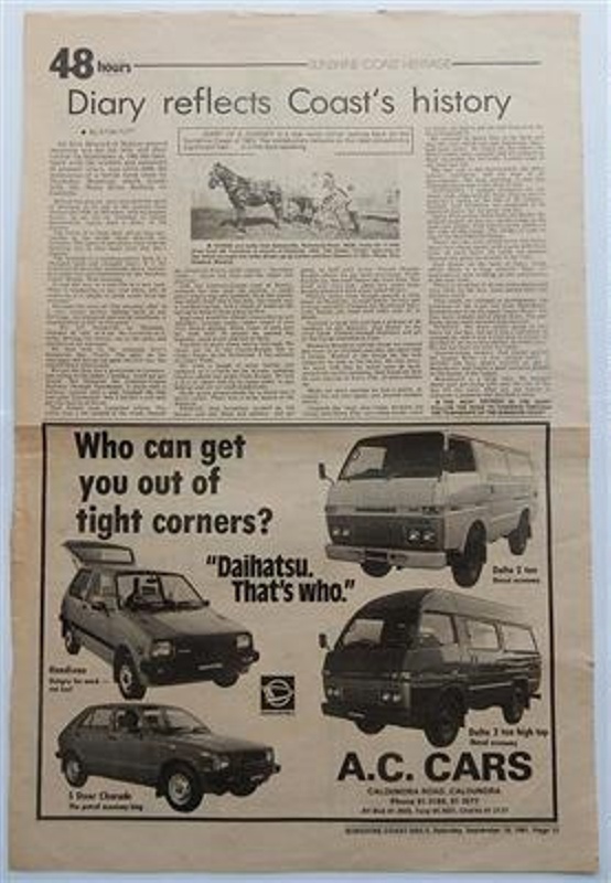 Newspaper article 'Diary reflects Coast's history; September 19, 1981 ...
