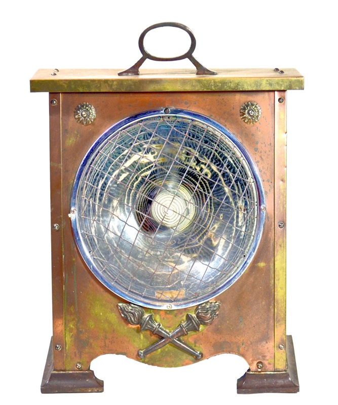THE HECLA 'FIRE' ORNATE COPPER SHEET SINGLE CONE HEATER; Hecla; c1930 ...
