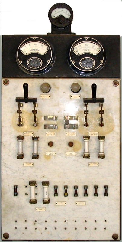 MARBLE 1920S SWITCHBOARD ADAPTED FOR USE IN THE ENGINE SHED; 1988 ...