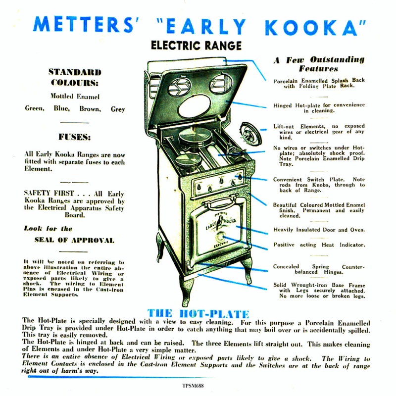 METTERS "EARLY KOOKA" ELECTRIC RANGE [1920S] A FEW OUTSTANDING FEATURES ...